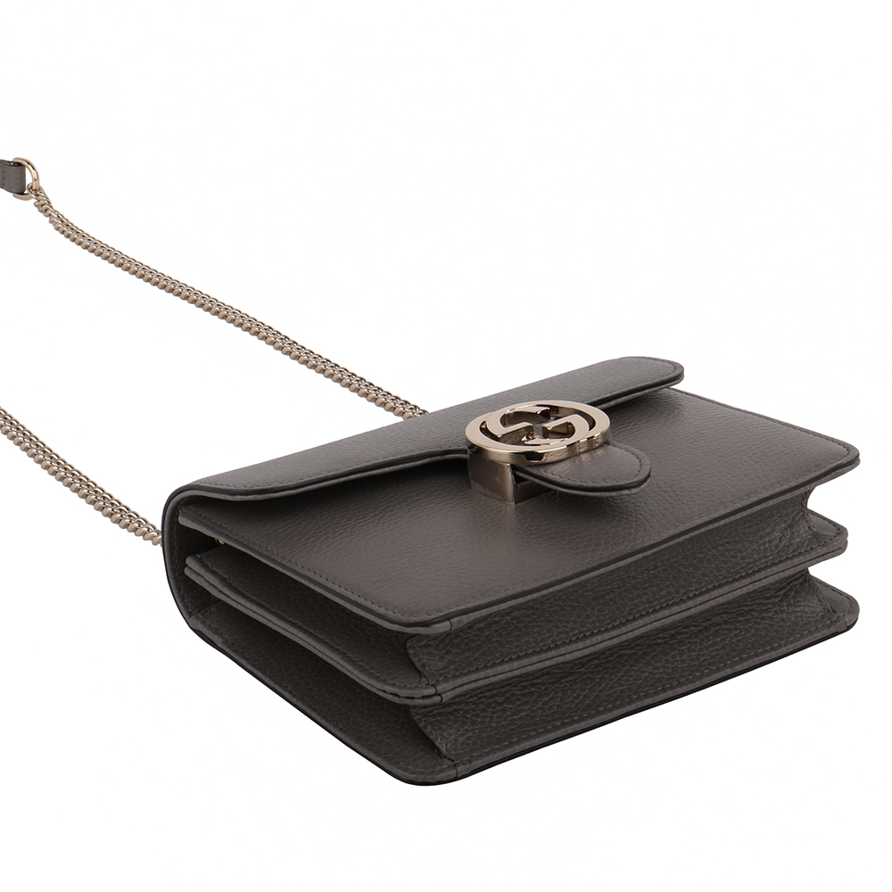 金屬雙G翻釦手提/斜背雙層鍊帶包_淺灰 - belief國際精品選物店