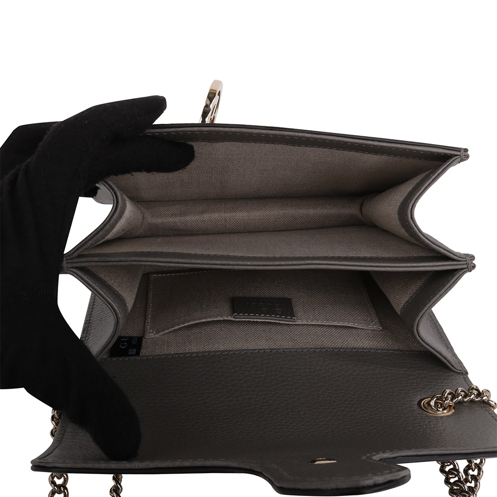 金屬雙G翻釦手提/斜背雙層鍊帶包_淺灰 - belief國際精品選物店